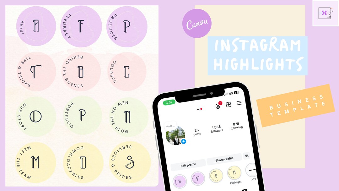 Pastel Instagram Highlight Letters for Business - Etsy