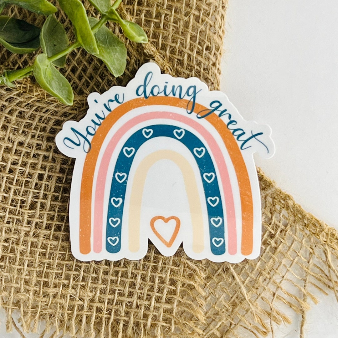 You're Doing Great Sticker, Mental Health Sticker, Boho Rainbow Sticker ...