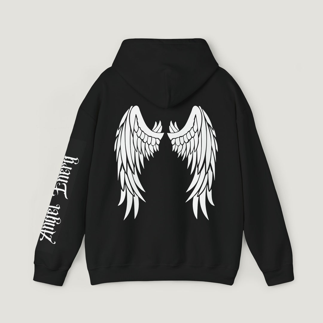 Angel Wing Hoodie Black White Back Design Hoodie Trendy Spiritual ...