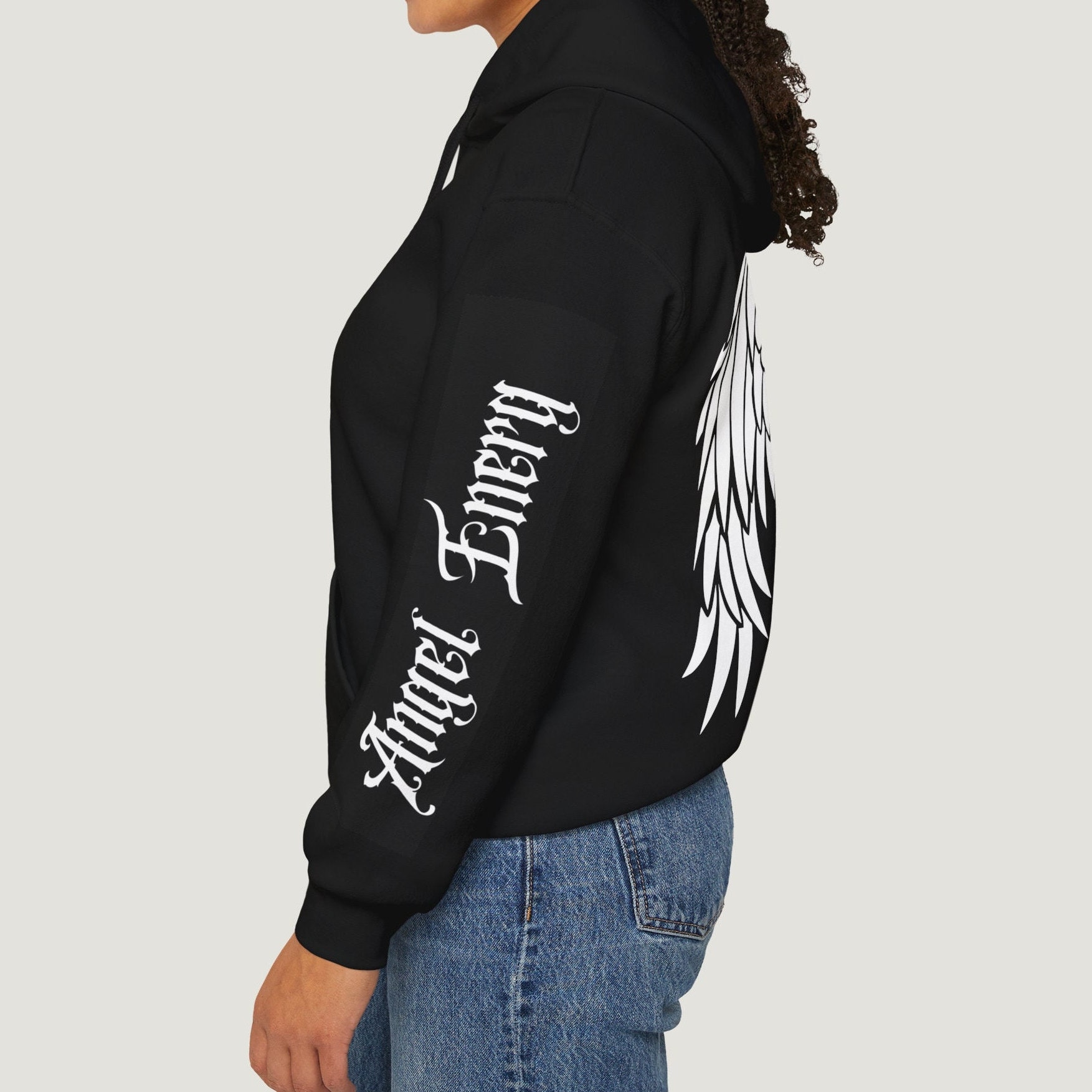 Angel Wing Hoodie Black White Back Design Hoodie Trendy Spiritual ...