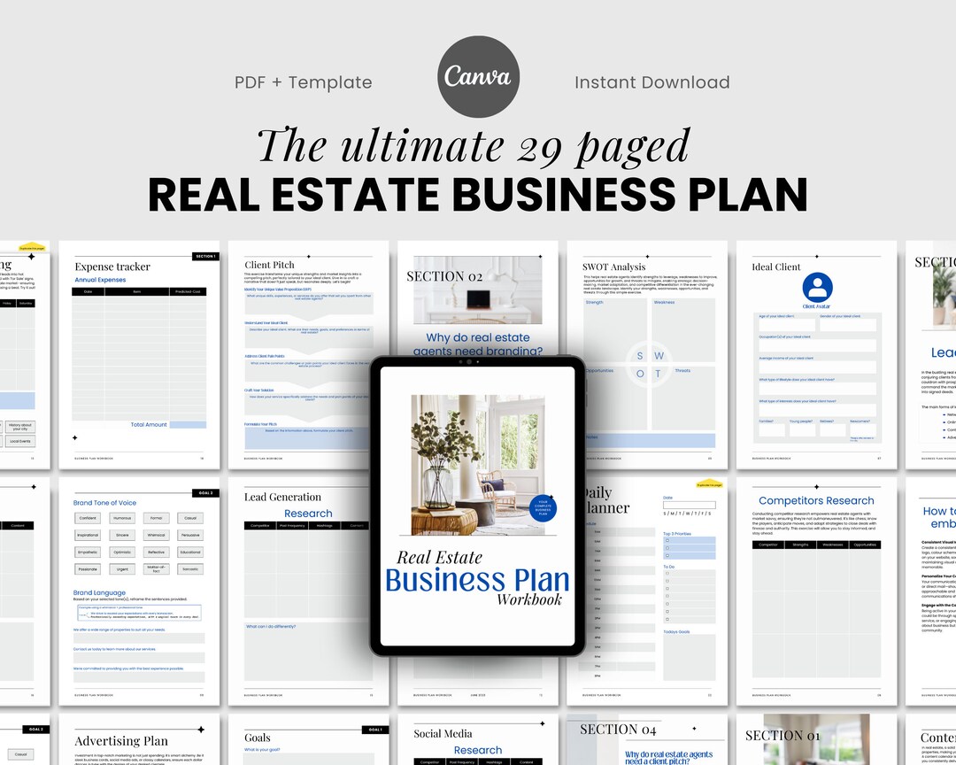 Realtor Business Plan, Real Estate Business Plan Template, Business ...