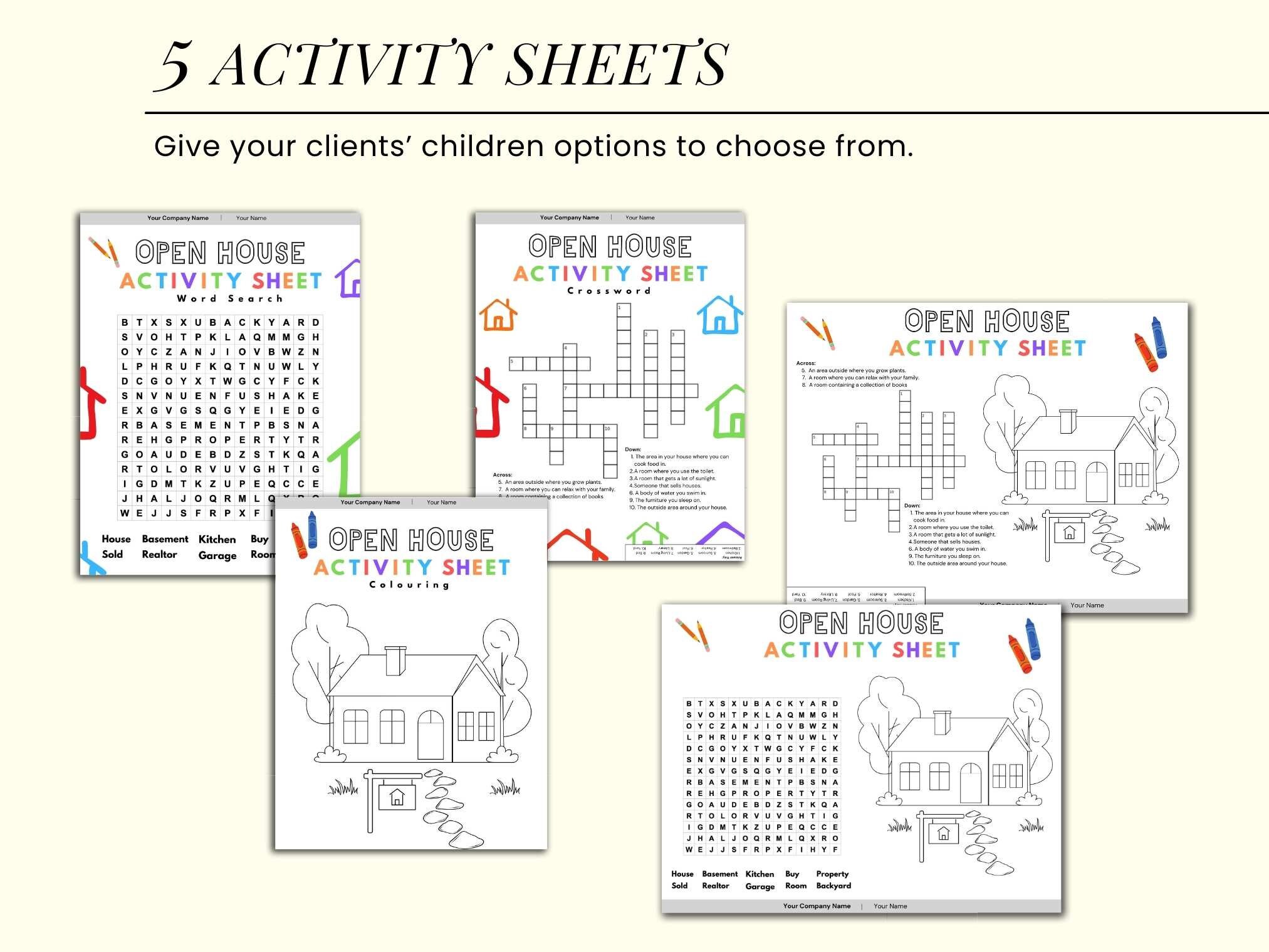 Real Estate Kids Activity Sheet | Real Estate Marketing | Open House ...