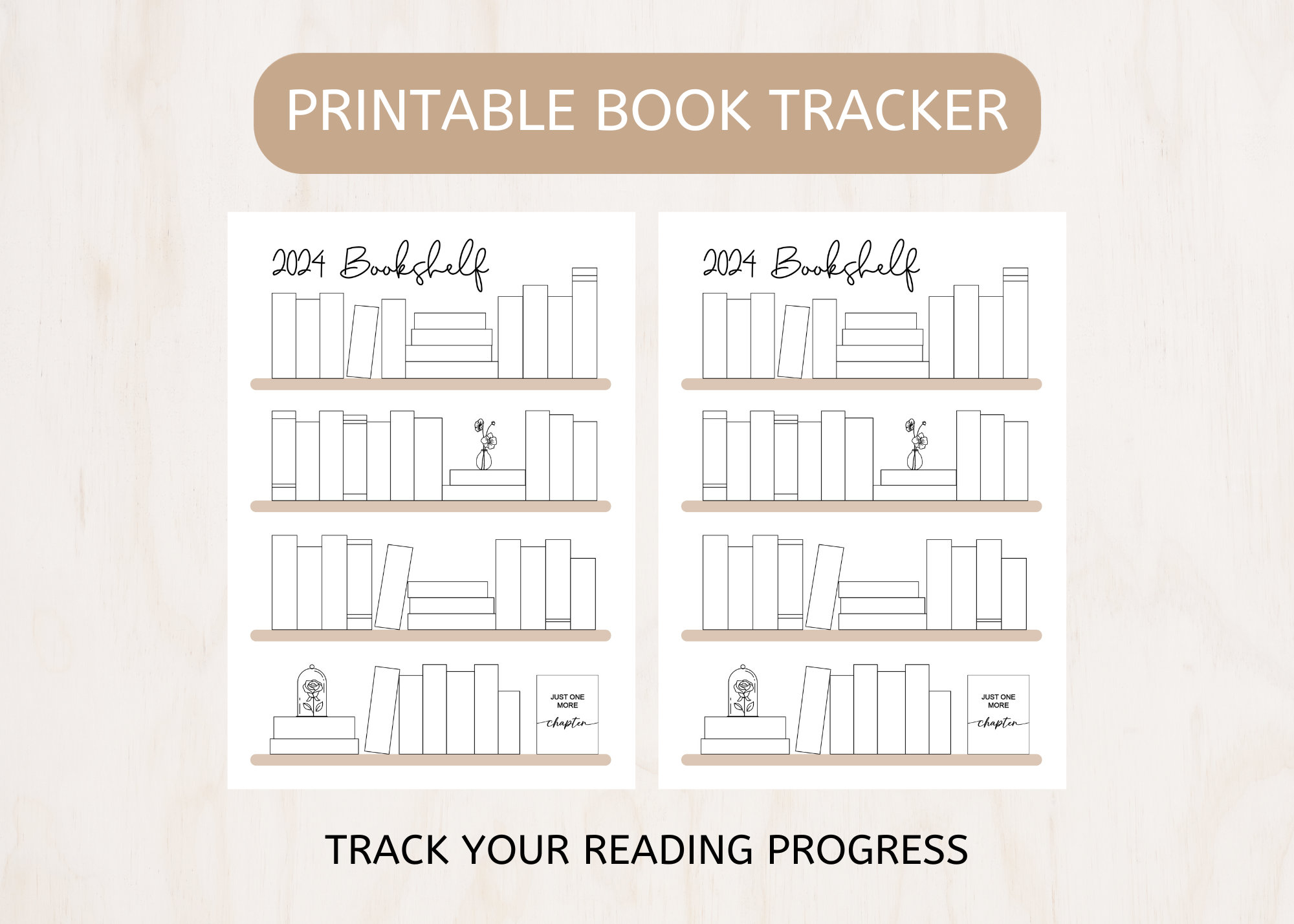 Printable Bookshelf Reading Tracker Reading Journal Habit Tracker 2024 ...