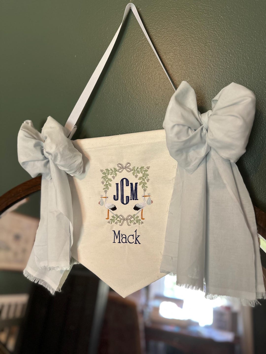 Custom Baby Banner Stork Crest Welcome Banner, Hospital Door or Crib ...