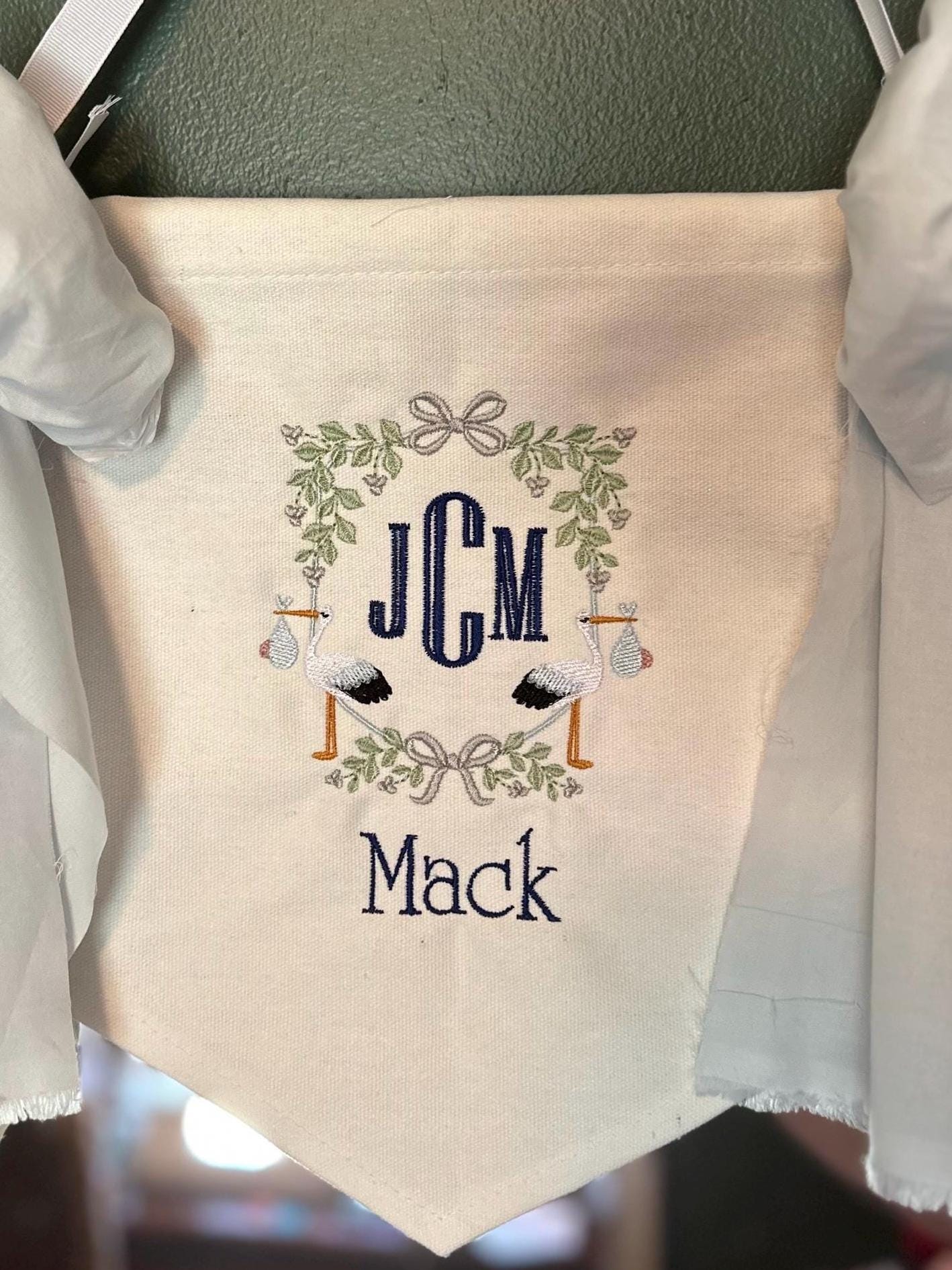Custom Baby Banner Stork Crest Welcome Banner, Hospital Door or Crib ...