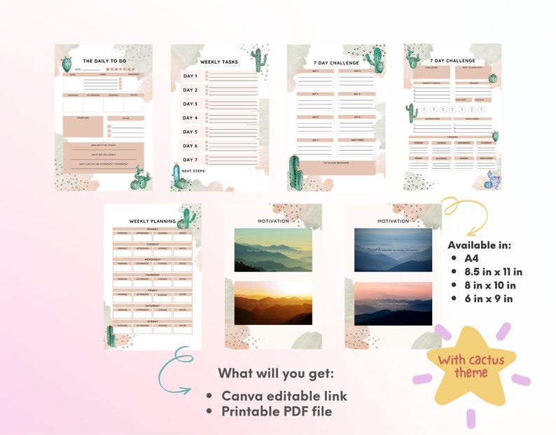 Weekly Planner | Printable PDF Planner | Editable Canva Planner ...