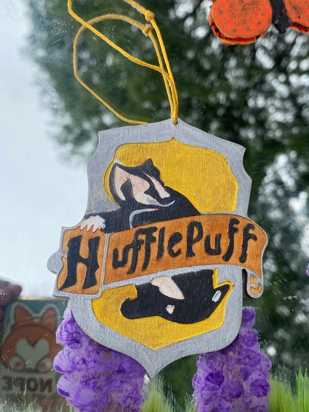 Handcrafted Badger Ornament: Silver Painted Wood, Wizard Gift - Etsy