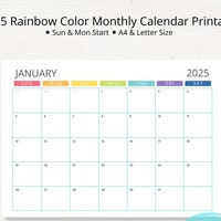 2024 Monthly Calendar Printable, Blank Calendar, Colorful Calendar ...