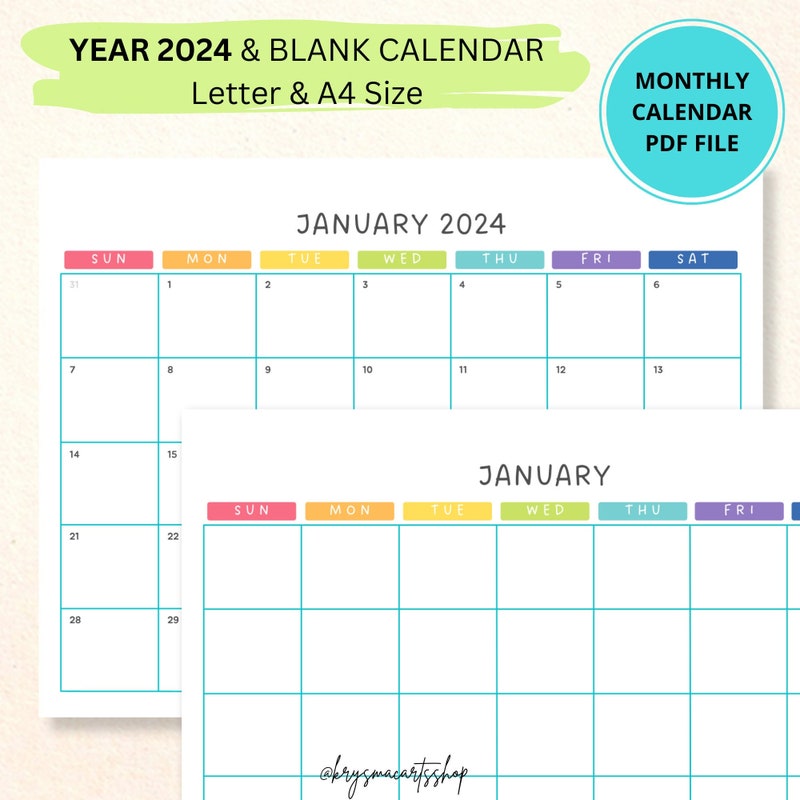 Colorful Calendar - Etsy