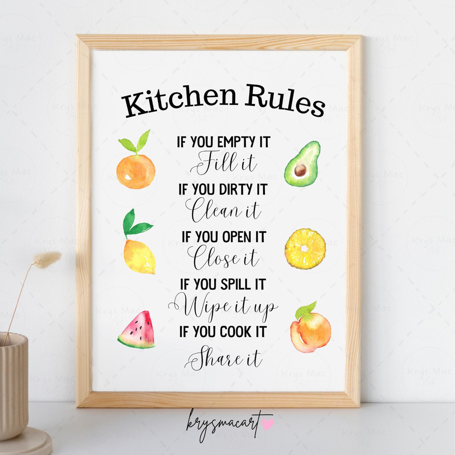 Kitchen Rules Signs Printable Kitchen Wall Art, Kitchen Wall Decor ...