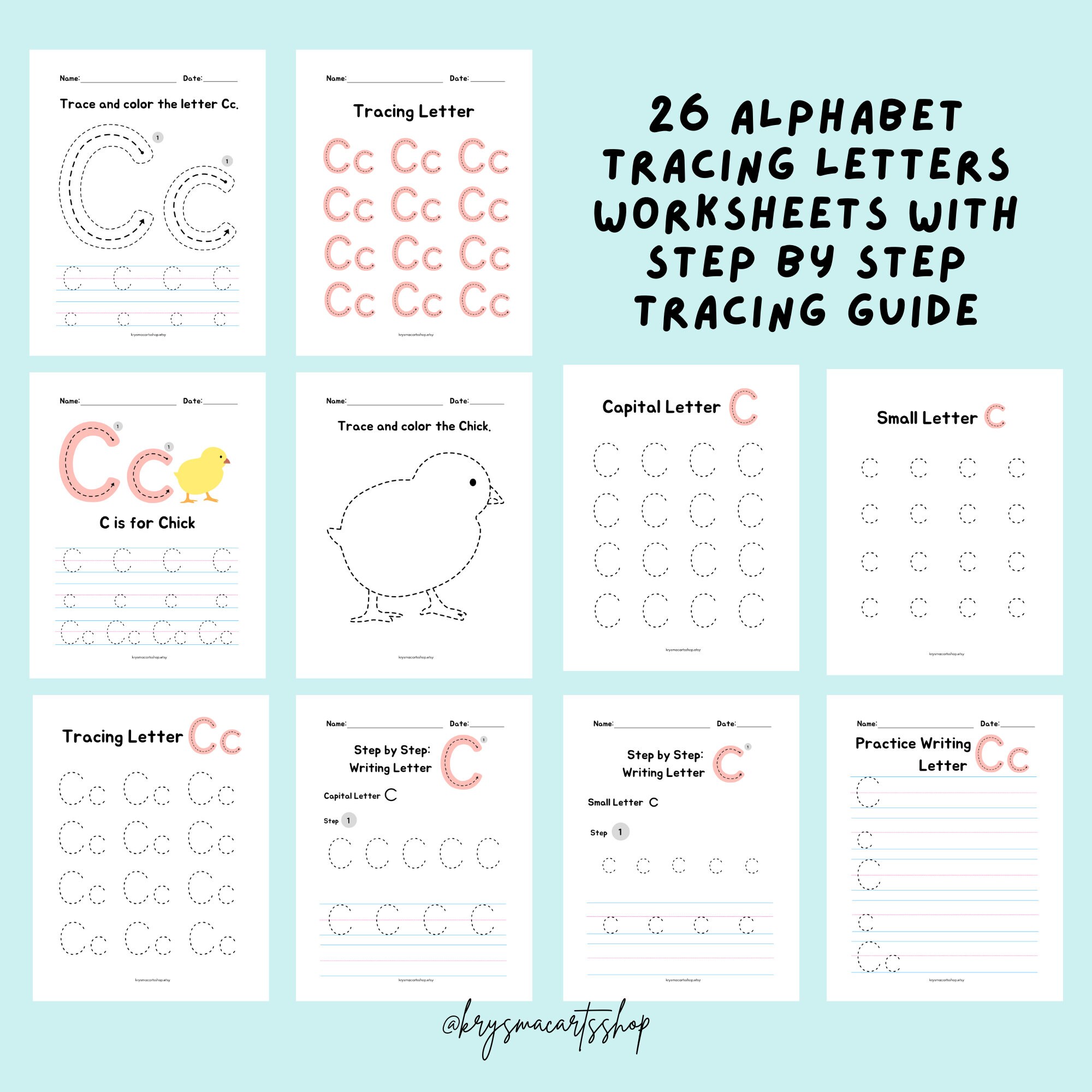 260 Pages Bundle Alphabet Letters Tracing A to Z Worksheets - Etsy