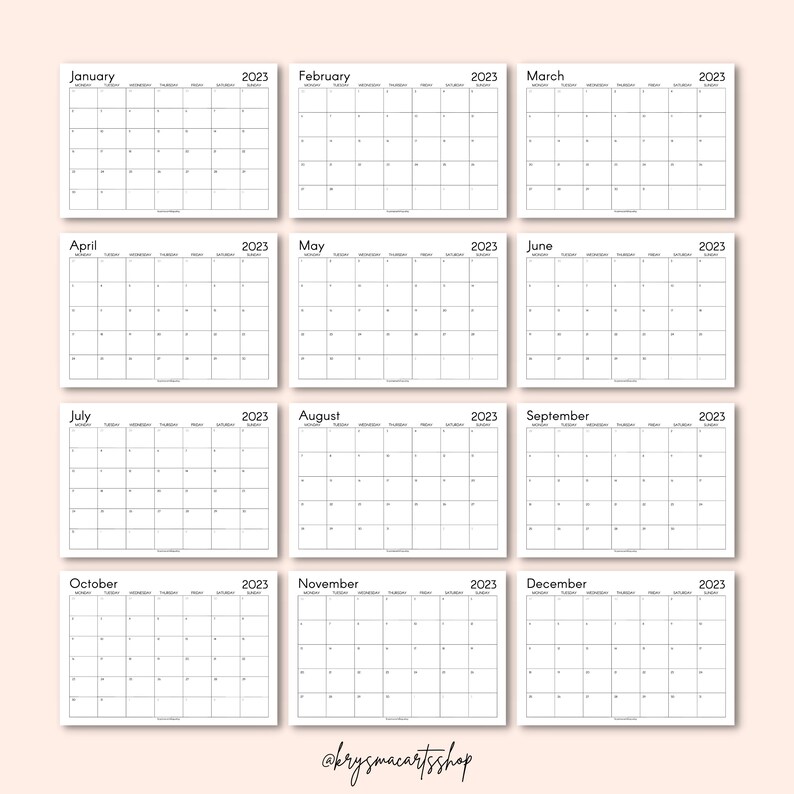 2023 & 2024 Monthly Calendar Printable Template, Minimalist Calendar ...