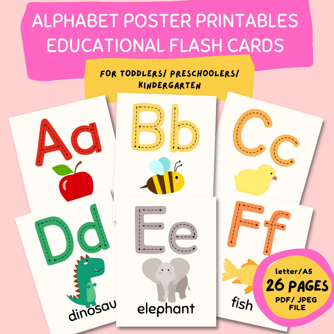 Alphabet Letters Poster Flash Cards, Writing Practice, ABC Poster ...