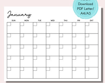 2023 Calendar PDF Printable Blank Monthly Calendar 2023 With - Etsy