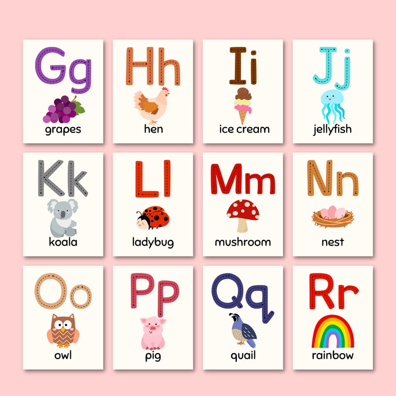 Alphabet Letters Poster Flash Cards Writing Practice ABC - Etsy