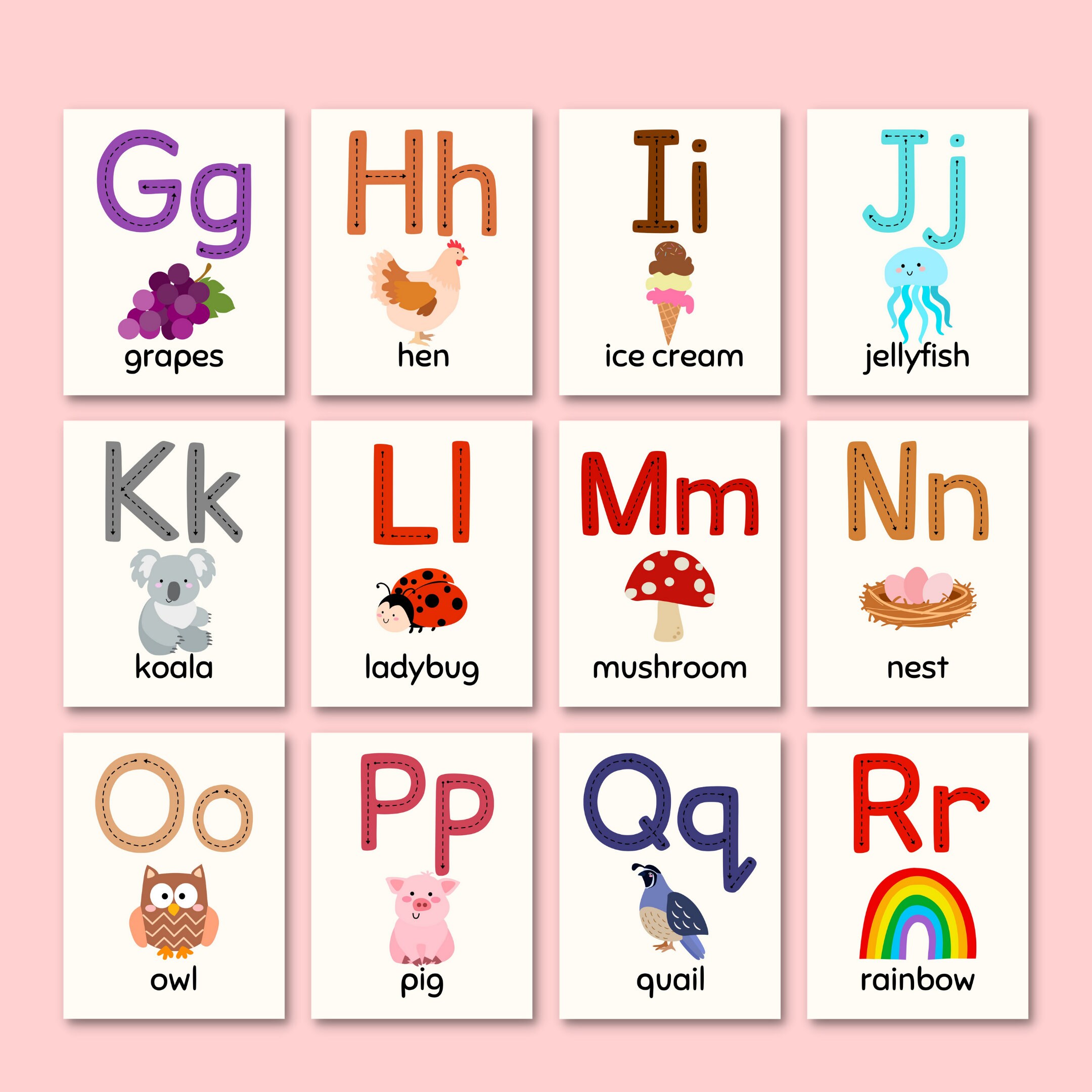 Alphabet Letters Poster Flash Cards, Writing Practice, ABC Poster ...
