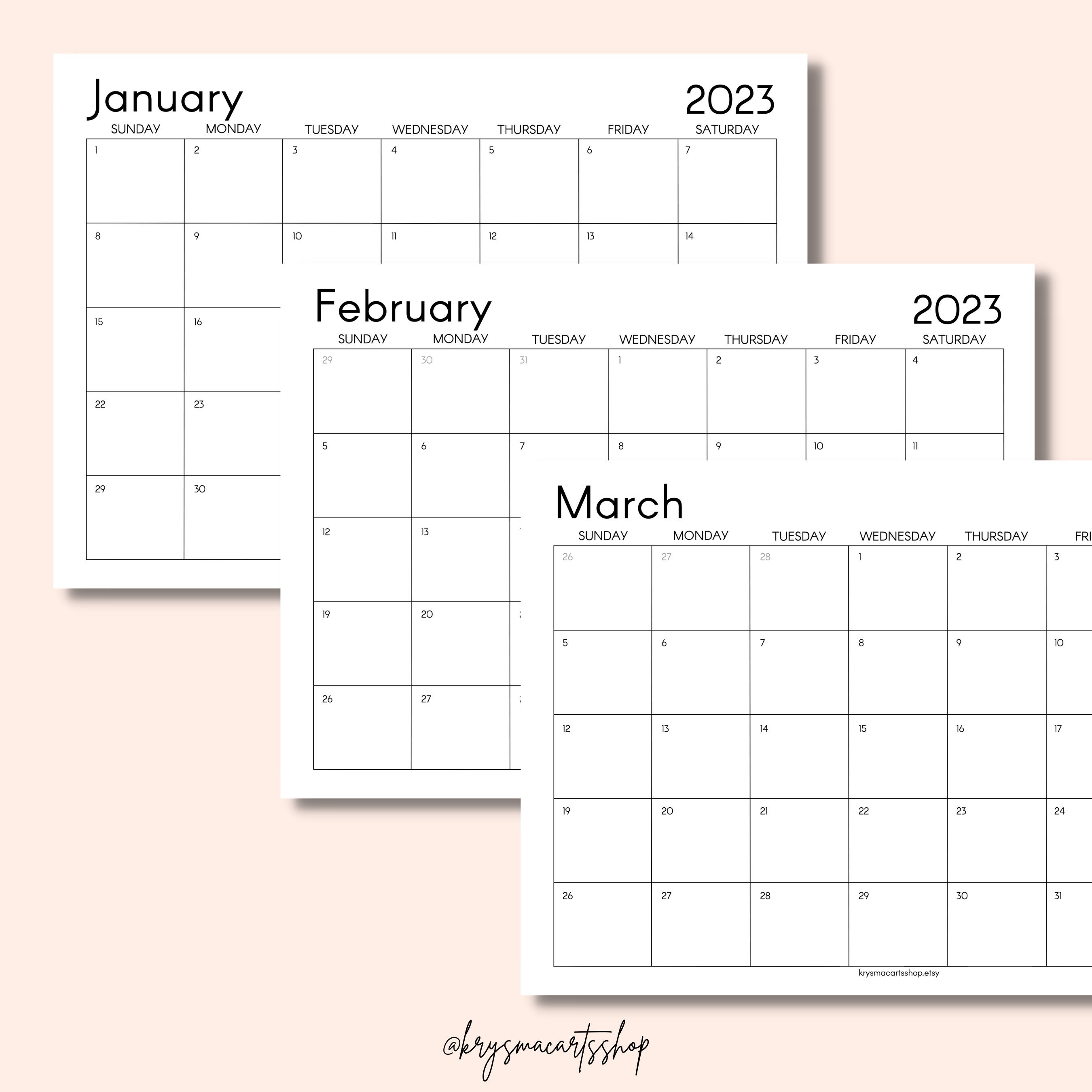 2023 & 2024 Monthly Calendar Printable Template, Minimalist Calendar ...