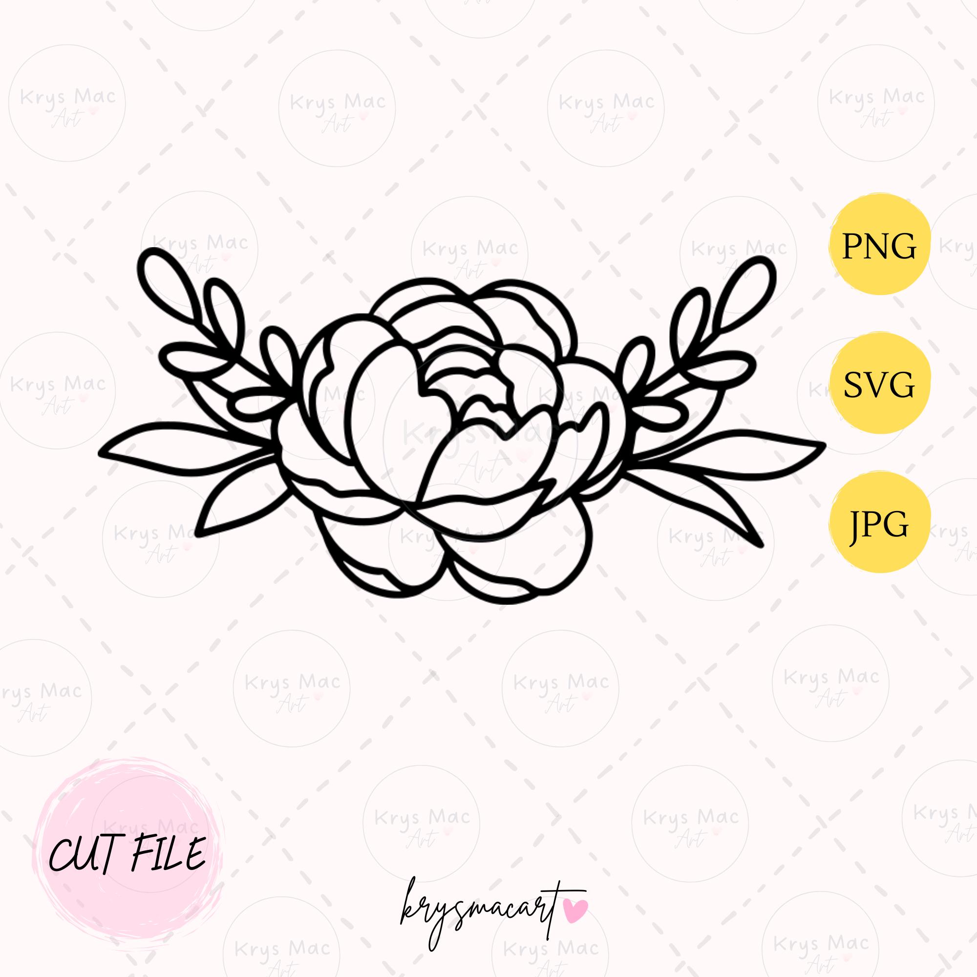 Peony Flower Svg, Png, Jpeg, Flower Svg, Peony Svg, Png, Jpeg Cut File ...