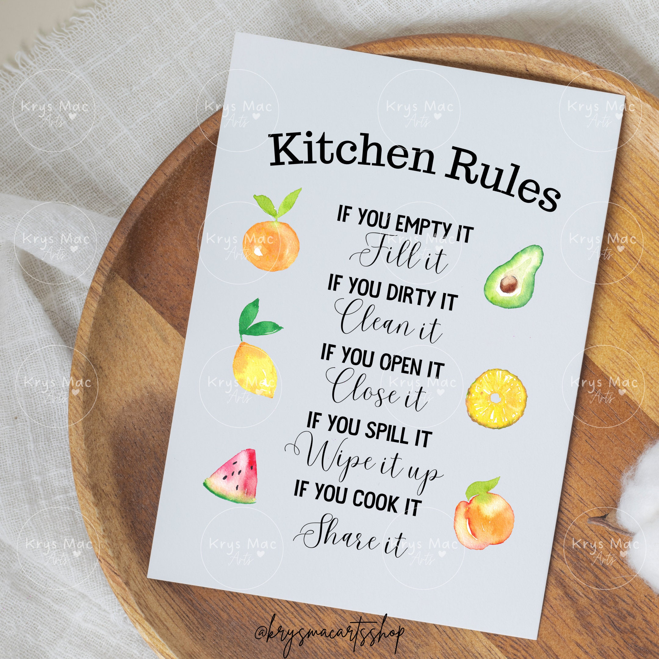 Kitchen Rules Signs Printable Kitchen Wall Art, Kitchen Wall Decor ...