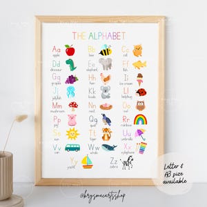 Alphabet Chart Poster Wall Art, Alphabet Poster Printable, ABC Chart ...