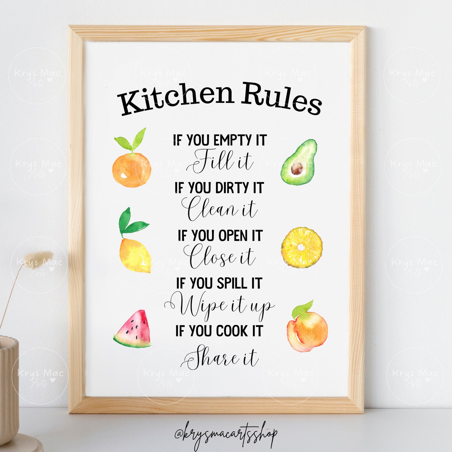 Kitchen Rules Signs Printable Kitchen Wall Art, Kitchen Wall Decor ...