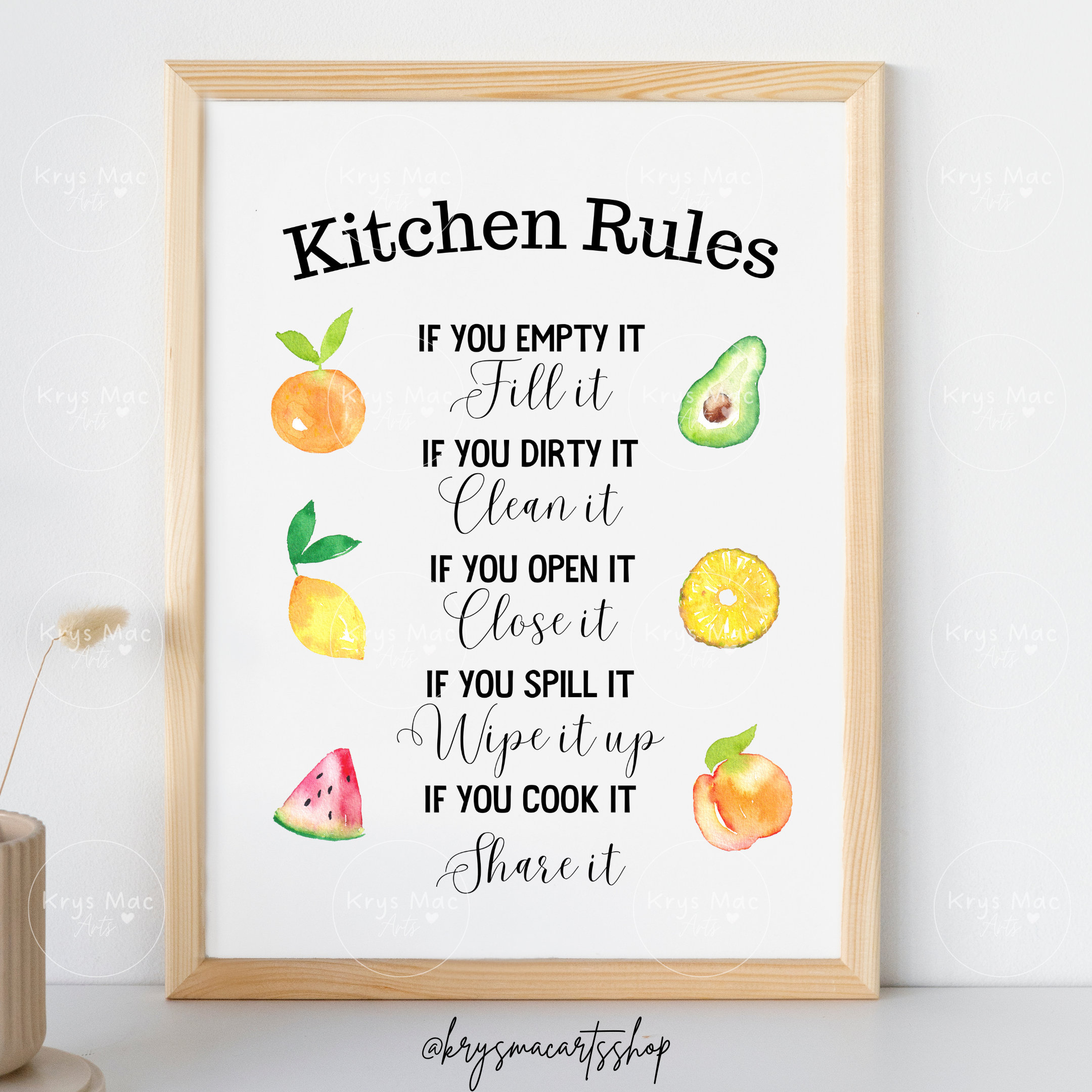Kitchen Rules Signs Printable Kitchen Wall Art, Kitchen Wall Decor ...
