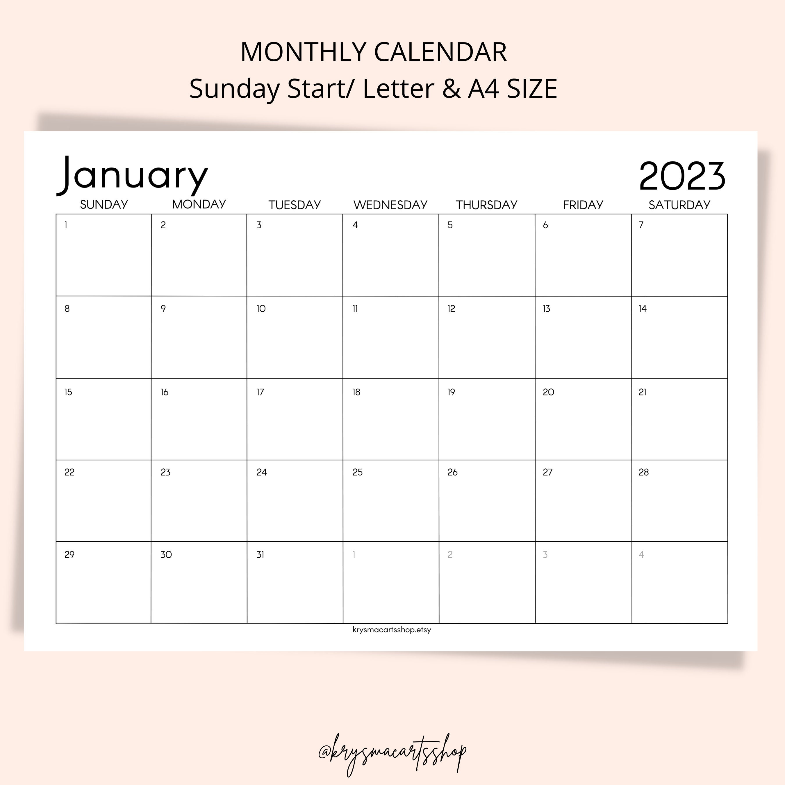 2023 & 2024 Monthly Calendar Printable Template, Minimalist Calendar ...