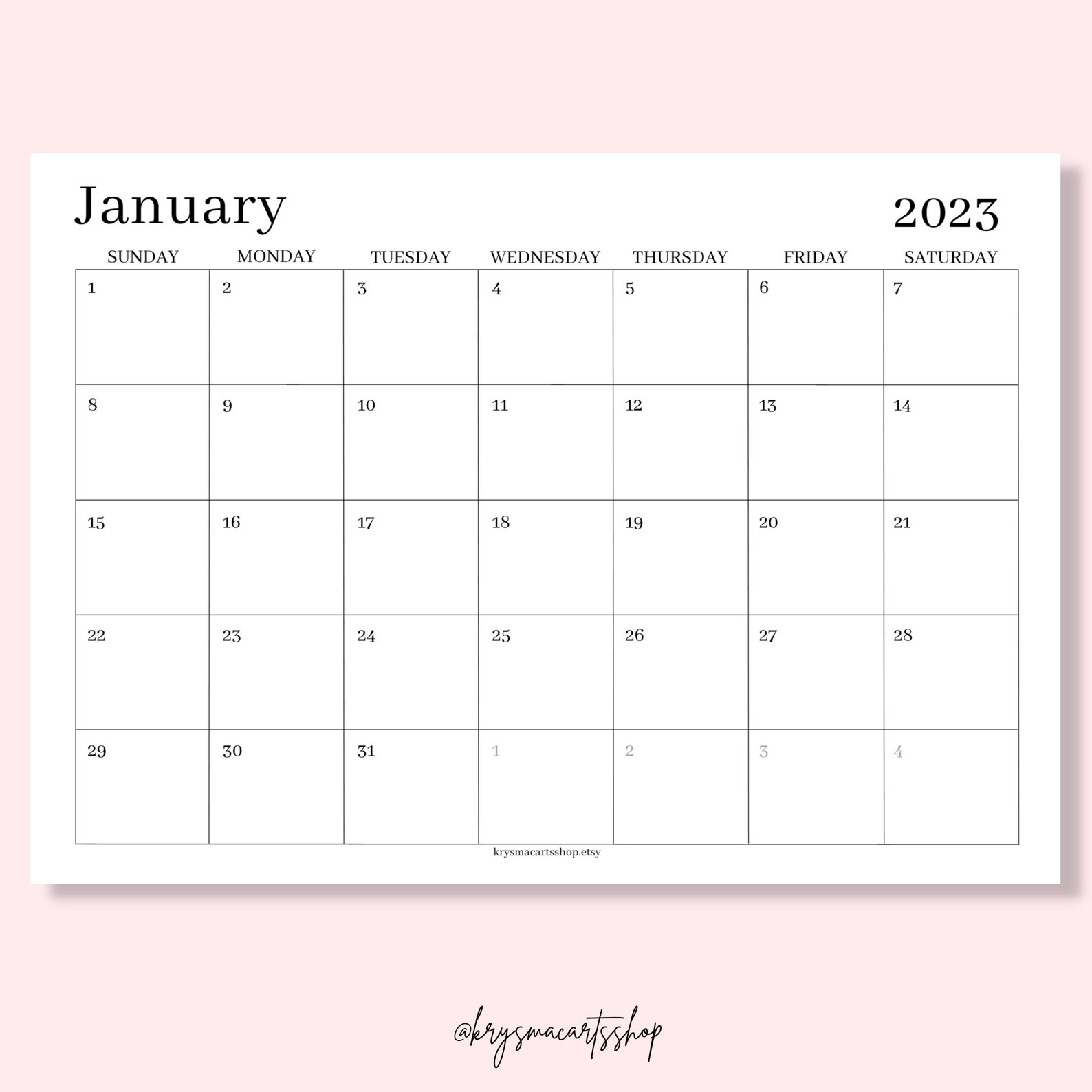 2023 & 2024 Monthly Calendar Printable Template, Minimalist Calendar ...