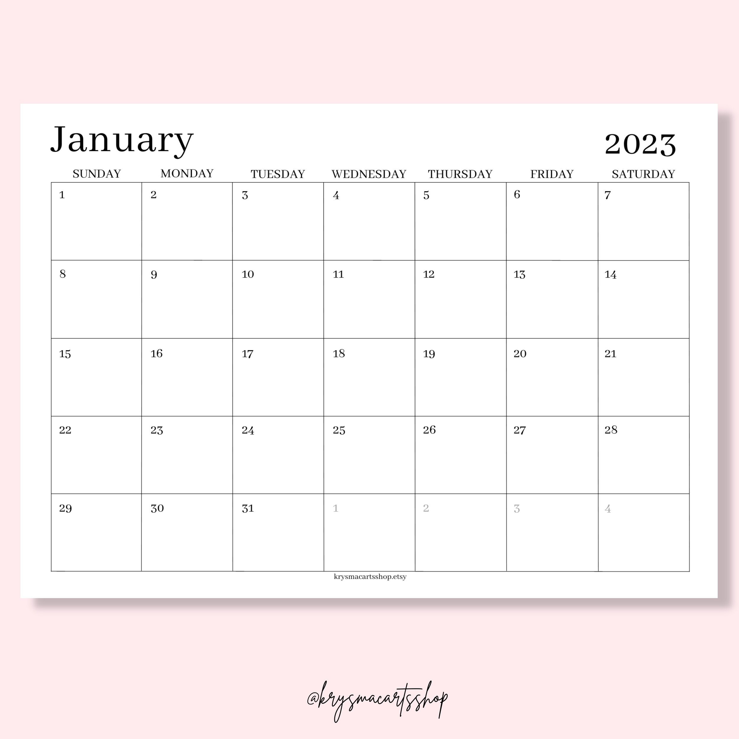 2023 & 2024 Monthly Calendar Printable Template, Minimalist Calendar ...