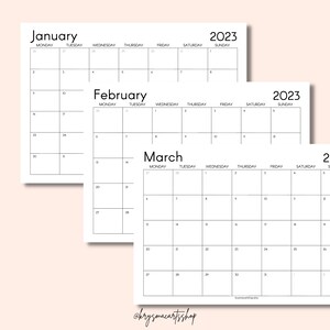 2023 & 2024 Monthly Calendar Printable Template, Minimalist Calendar ...