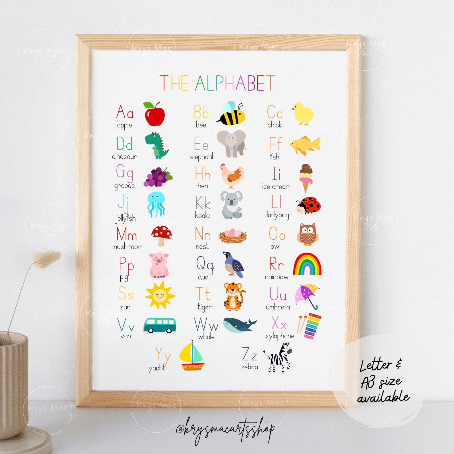 Alphabet Chart Poster Wall Art, Alphabet Poster Printable, ABC Chart ...