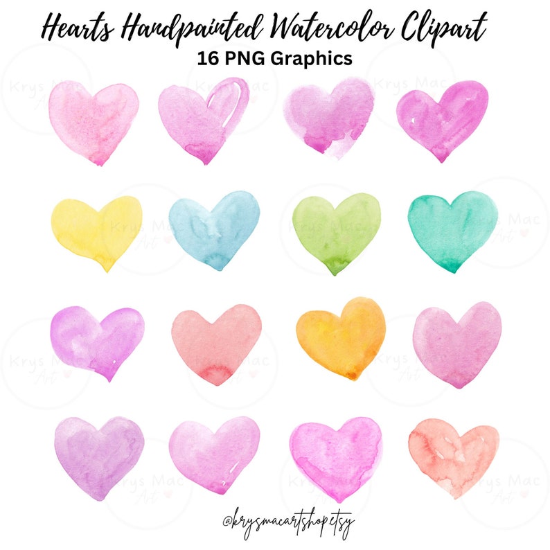 Heart Watercolor Clipart, Hearts PNG Clipart, Hearts PNG Graphics, Hand ...