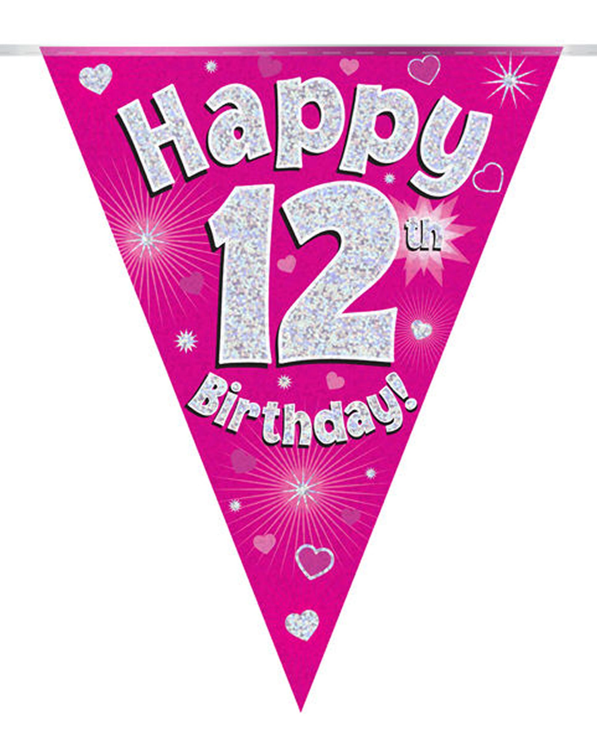 Happy 12th Birthday Banners and Bunting in Bling Pink or Bling | Etsy