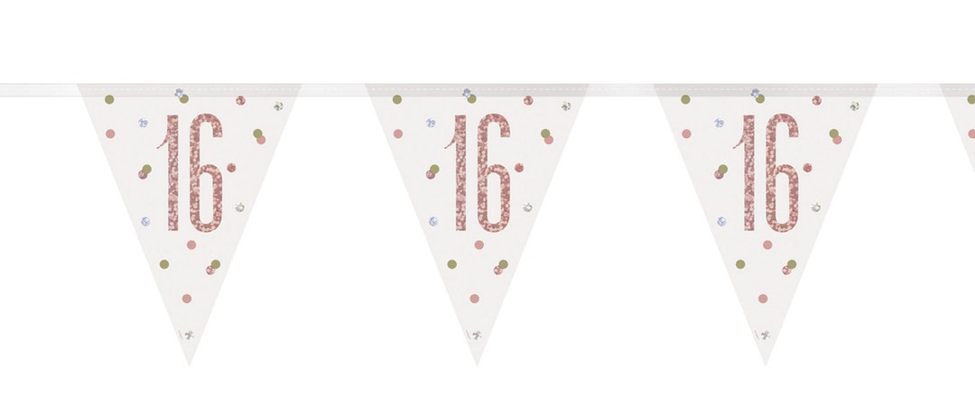 Bling Birthday Bunting for A 16th Birthday in Rose Gold Can Be Used ...