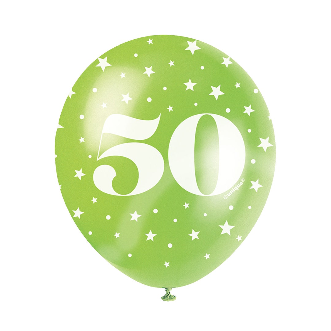 Pack of 50th Birthday Latex Recyclable 9 Balloons in Assorted Colours ...