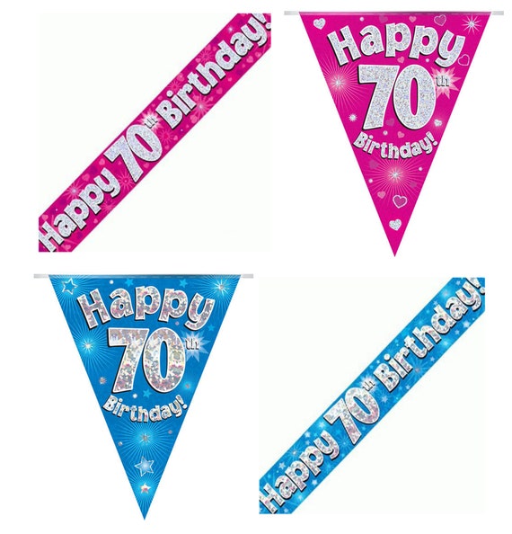Happy 70th Birthday Banners and Bunting in Bling Pink or Bling | Etsy