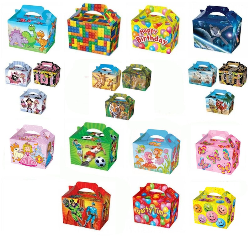 Childs Party Food Boxes in 14 Fun Styles Make up Happy Meal - Etsy UK