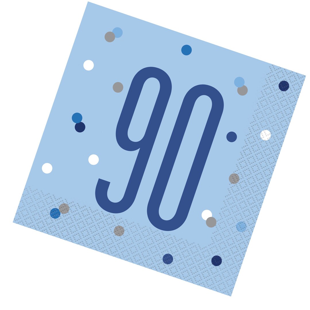 Seriously Cool Blue Bling 90th Birthday Decorations Including, Banners ...