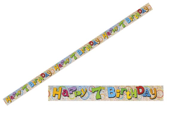 Reusable Bling Happy 7th Birthday Banner in Bright - Etsy