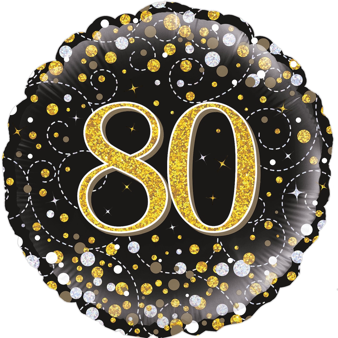 80th Birthday Black and Gold Bling / Sparkle Reusable - Etsy