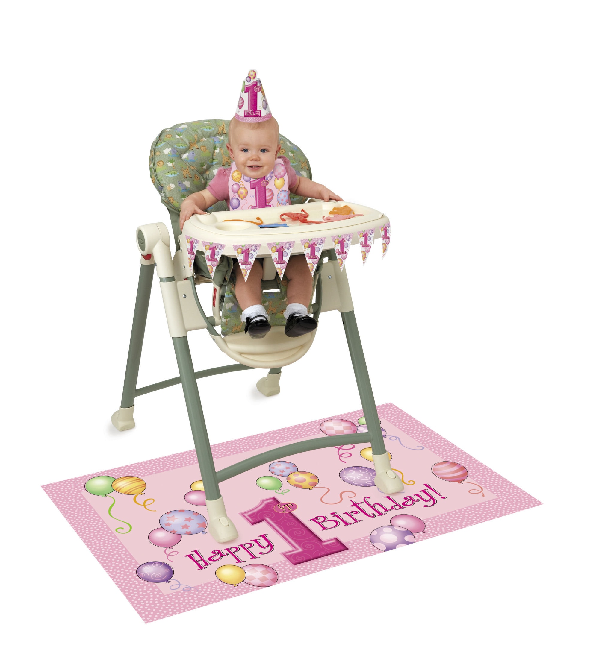 1st Birthday High Chair Kit in Pink or Blue Mat Banner - Etsy UK