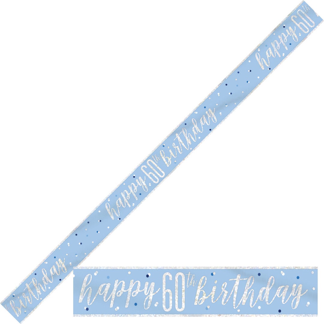 Bling Birthday Banner for A 60th Birthday in Blue. Can Be Used Indoor ...