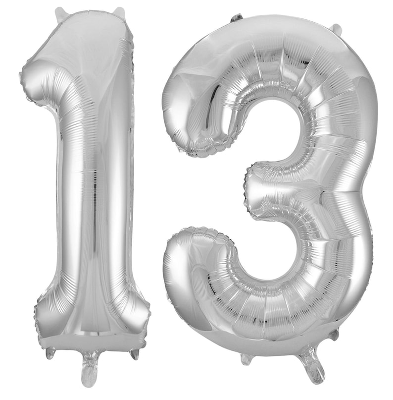 Silver Balloon Kit for A 13th Birthday This Kit Contains 2 X 34in Tall ...