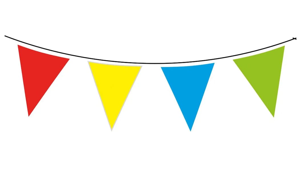 Solid Colour Flag Bunting in A Choice of 12 Colours and Multicolour in ...