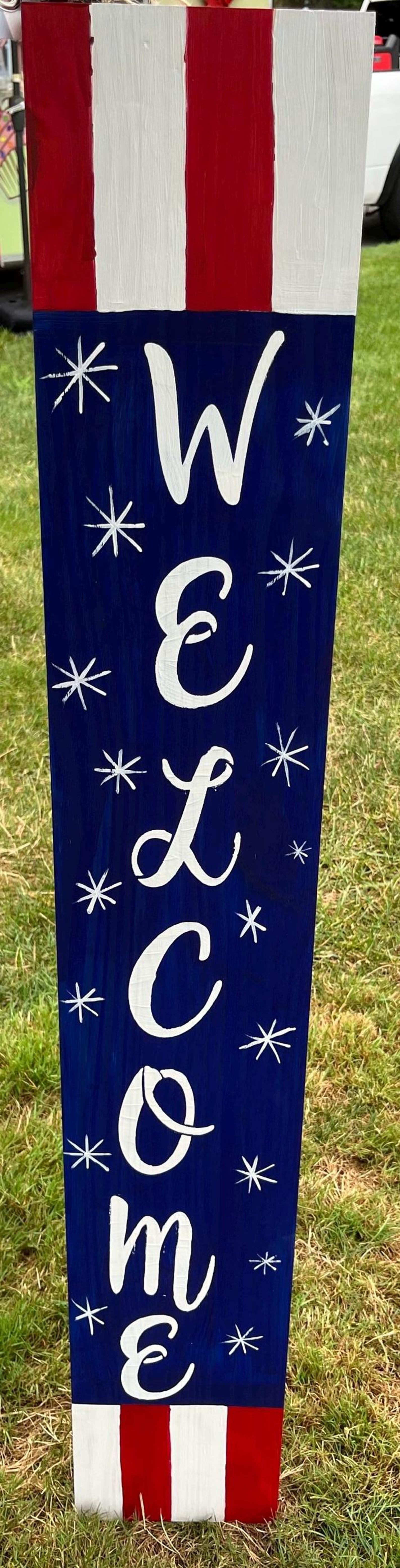 Red White and Blue Porch Welcome Sign - Etsy
