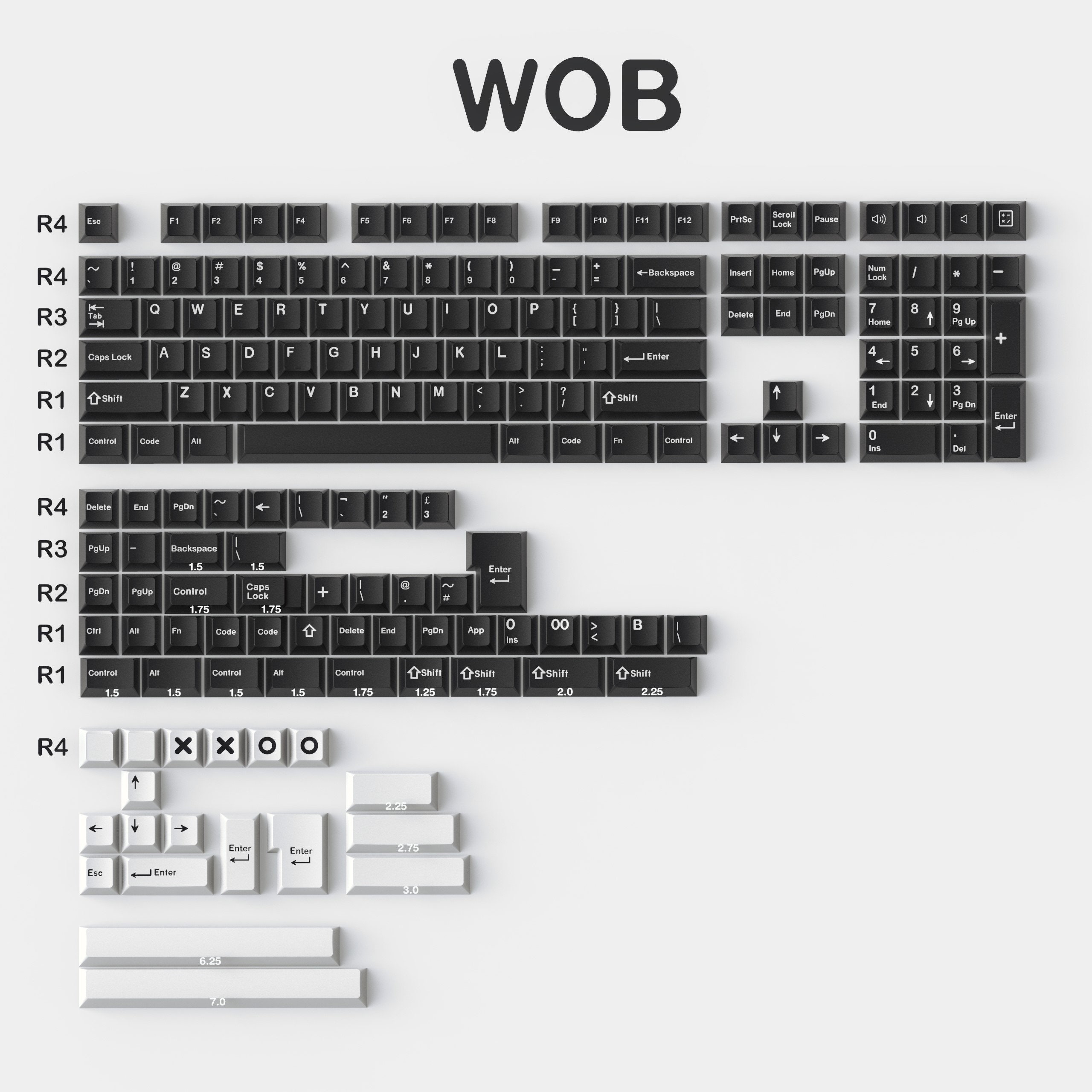 Wob ABS Keycaps Set |173 Keys | Cherry Profile |all Spacebar Layout ...