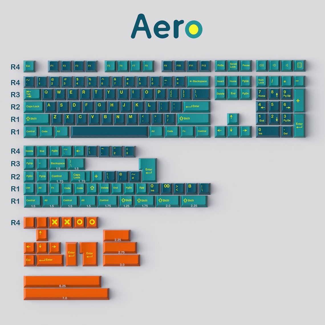 Aero ABS Keycaps Set |173 Keys | Cherry Profile |all Spacebar Layout ...