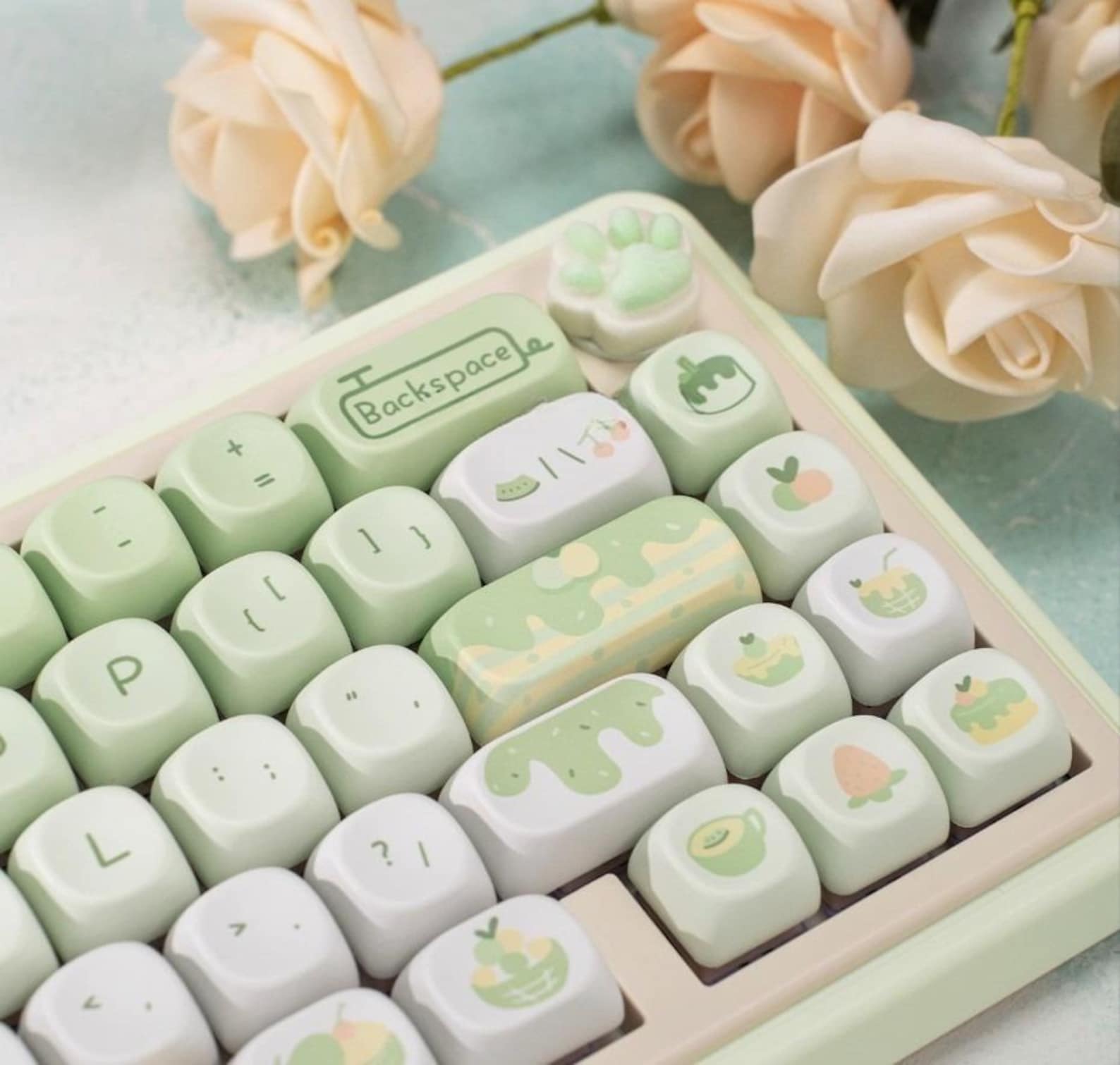 MOA Honeydew Ice Cream 114-key Summer-themed Mechanical Keyboard ...