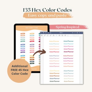 135 Spring Hex Color Codes Goodnotes Color Palette for - Etsy