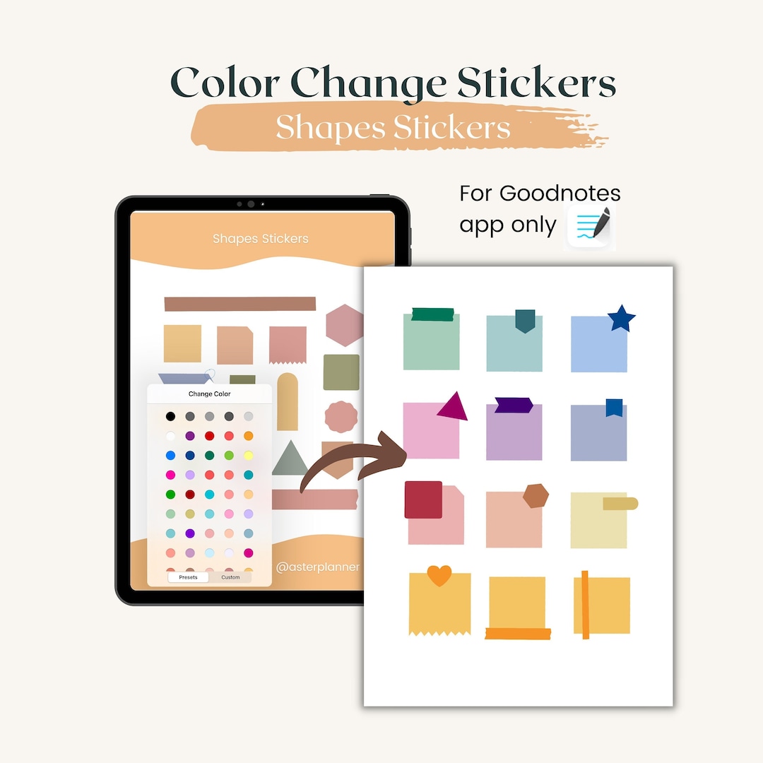 Goodnotes Digital Shapes Stickers | Goodnotes Element | Color Changing ...